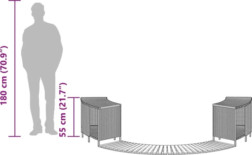 vidaXL Obruba k vířivce polyratan a masivní akáciové dřevo [3270634] Barva: Černá