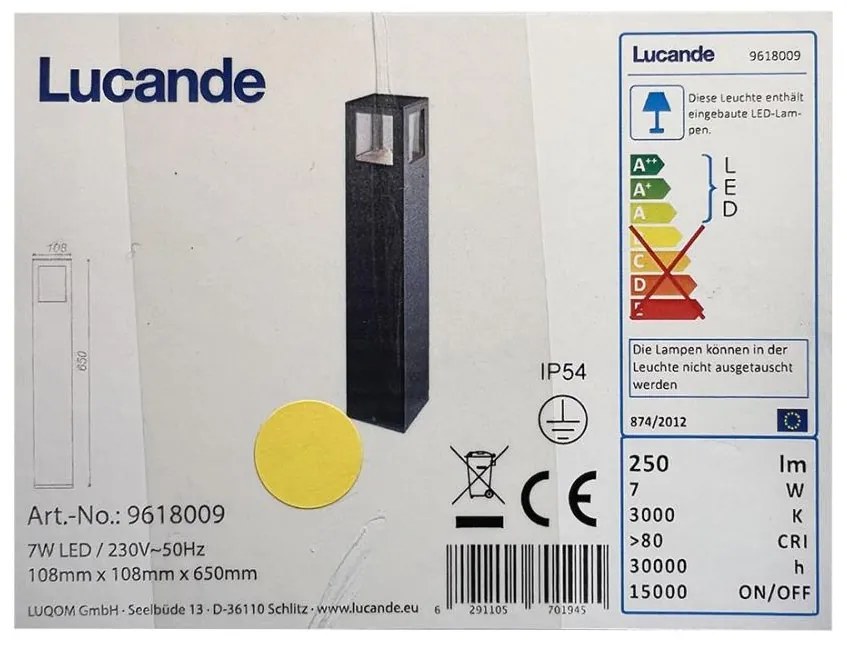 Lucande - LED Venkovní lampa NICOLA LED/7W/230V IP54