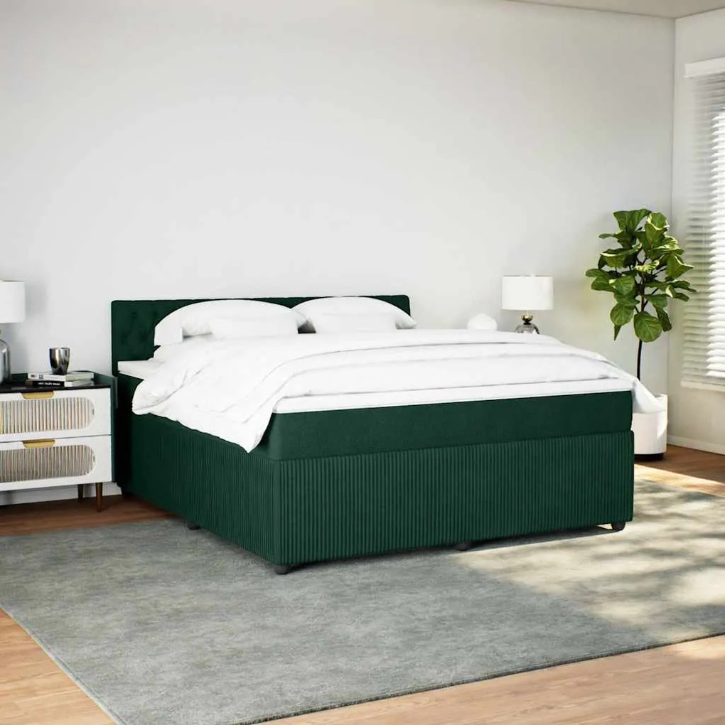 Box spring postel s matrací tmavě zelená 180x200 cm samet 3290115