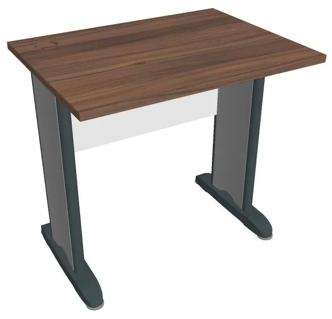 Stůl pracovní rovný 80 cm hl. 60 cm - Hobis Cross CE 800 Dekor stolové desky: ořech, Dekor lamino podnože: bílá, Barva nohou: černá