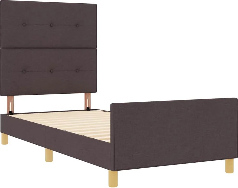 Rám postele s čelo Tmavě hnědá 90 x 190 cm textil 3344693