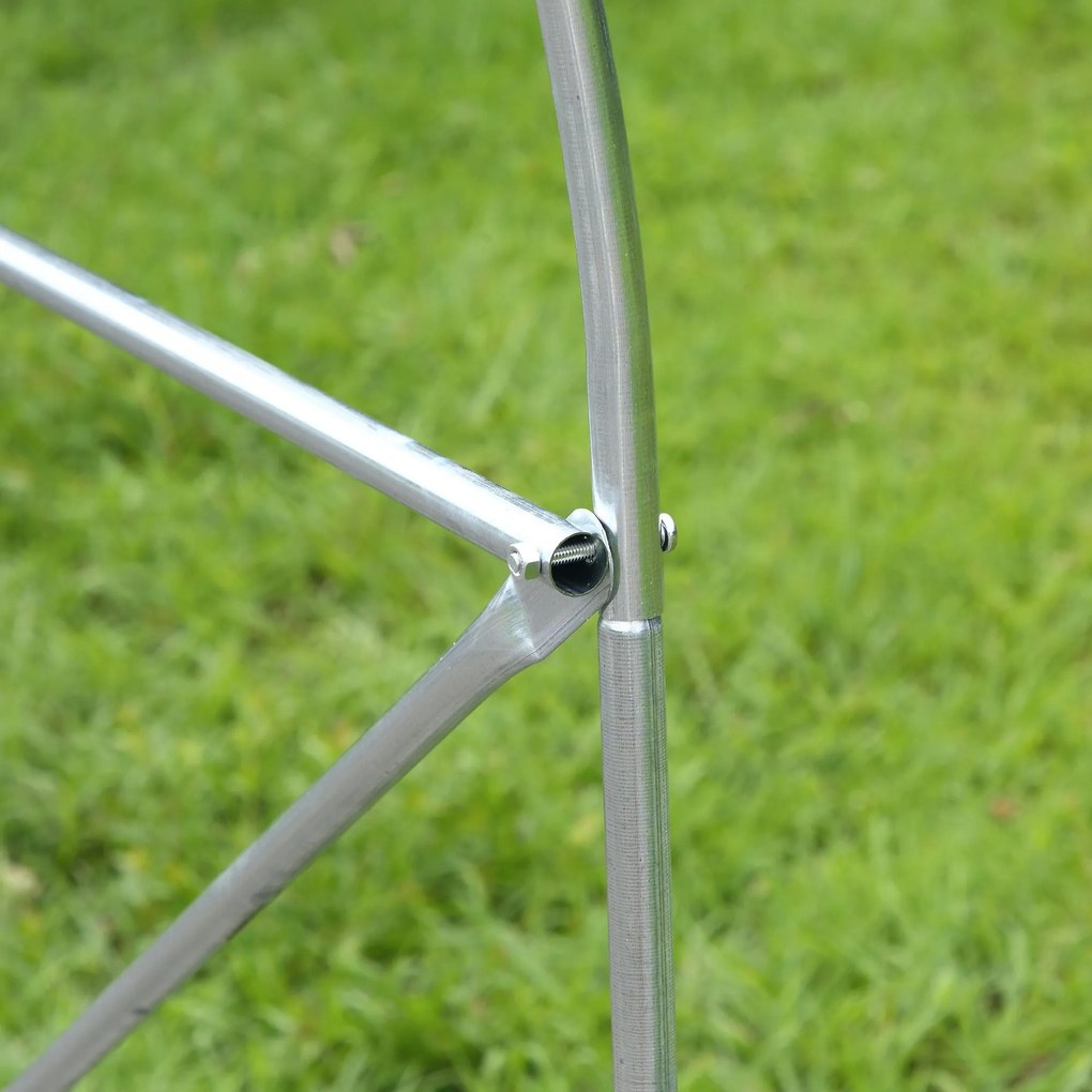 Zahradní skleník Outsunny 4x2x2 m tunelového typu s 6 větracími okny a rolovacím zipovým dveřmi pro pěstování rostlin a zeleniny, bílý