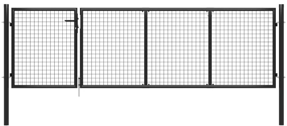vidaXL Marketos Zahradní brána ocelová 350 x 75 cm antracitová