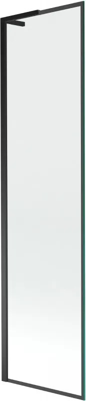 Mexen Next L, 1-křídlová vanová zástěna 50 x 150 cm, 6mm čiré sklo-černý vzor, černý profil, 895-050-000-03-70-70