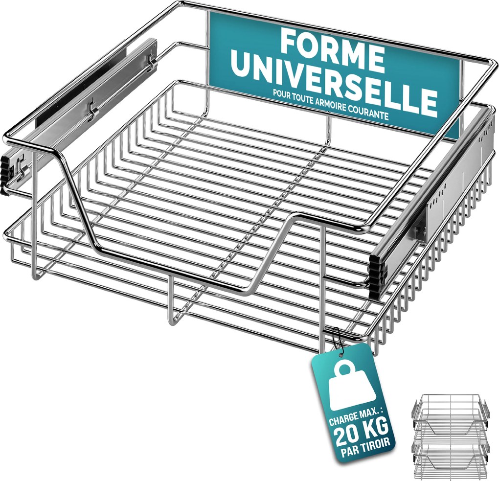 Výsuvný koš do skříňky sada 2 ks 50cm šířka skříňky vnější rozměr