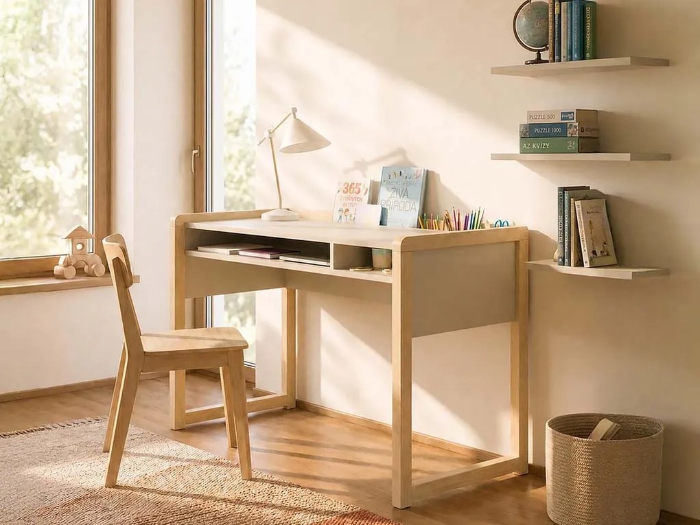 Benlemi Montessori psací stůl STOLLY s odkládací plochou a pastelkovníkem Zvolte barvu: Kašmírová