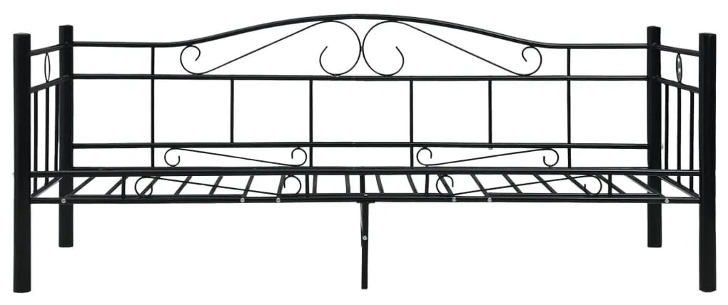 vidaXL Marketos Rám denní postele černý kovový 90 x 200 cm