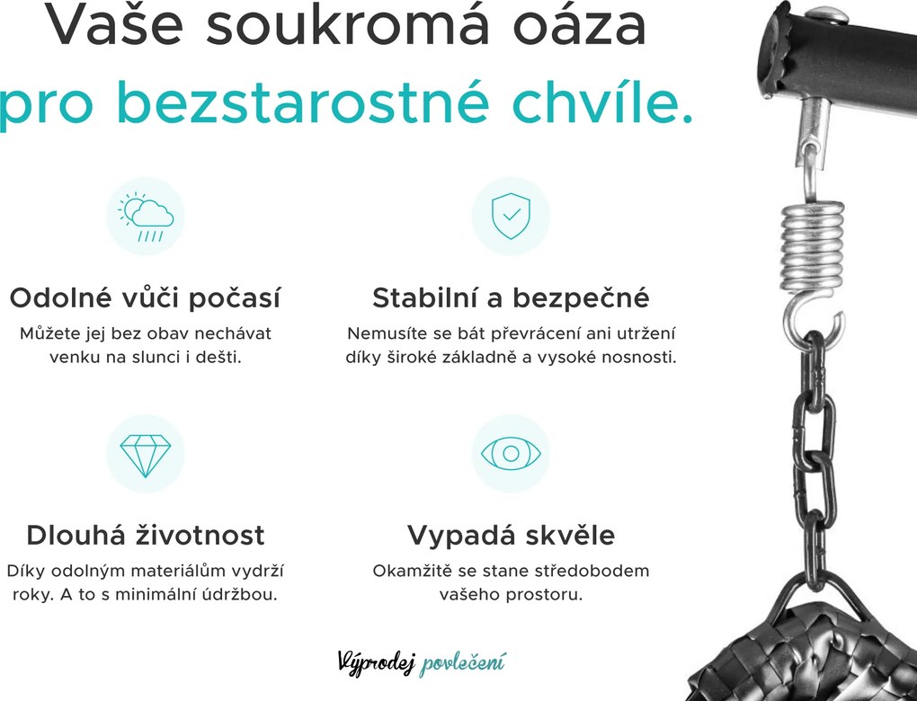 Černé závěsné křeslo KOKON bez stojanu