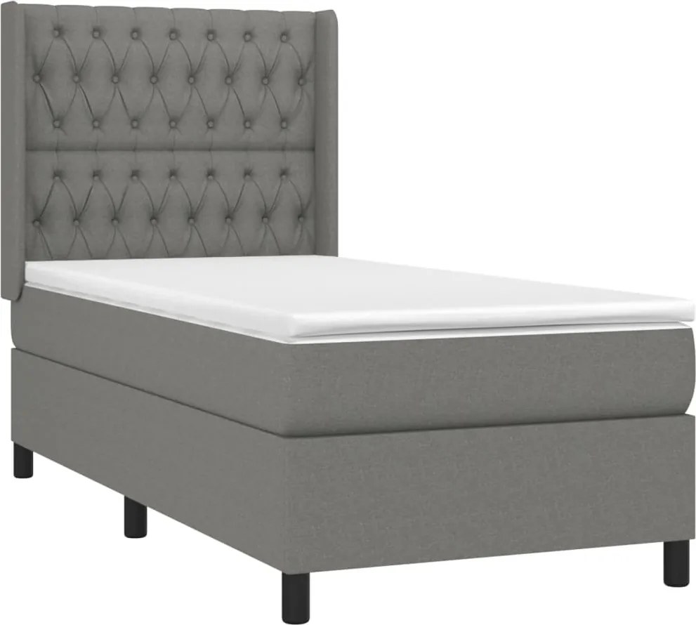 Box spring postel s matrací a LED tmavě šedá 90x200 cm textil 3138526
