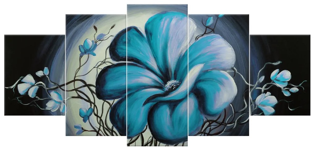 Gario Ručně malovaný obraz Modrá živá krása - 5 dílný Rozměry: 150 x 70 cm