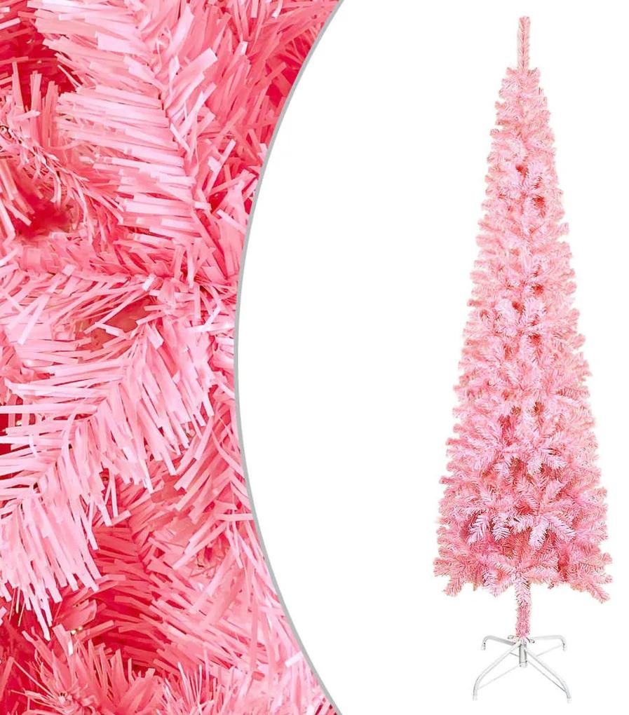 329214 vidaXL Úzký vánoční stromek růžový 180 cm