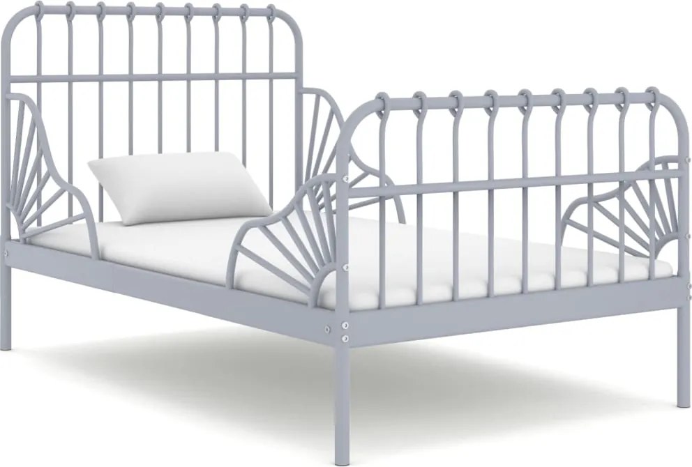 Prodloužitelný rám postele šedý kov 80 x 130/200 cm 324742