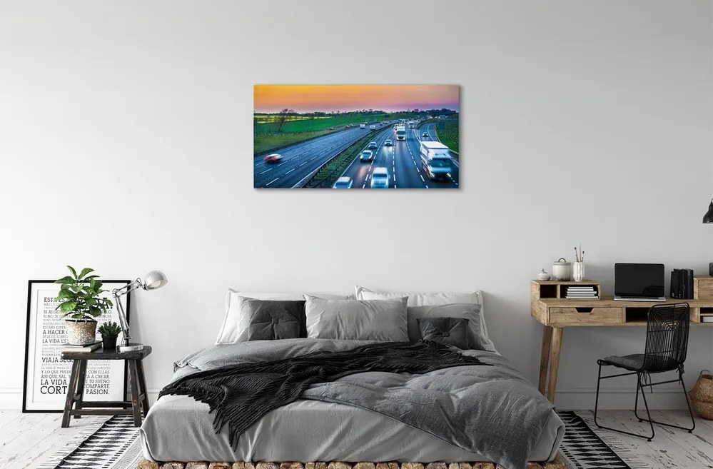 Obrazy na plátně Car silnice nebe 100x50 cm