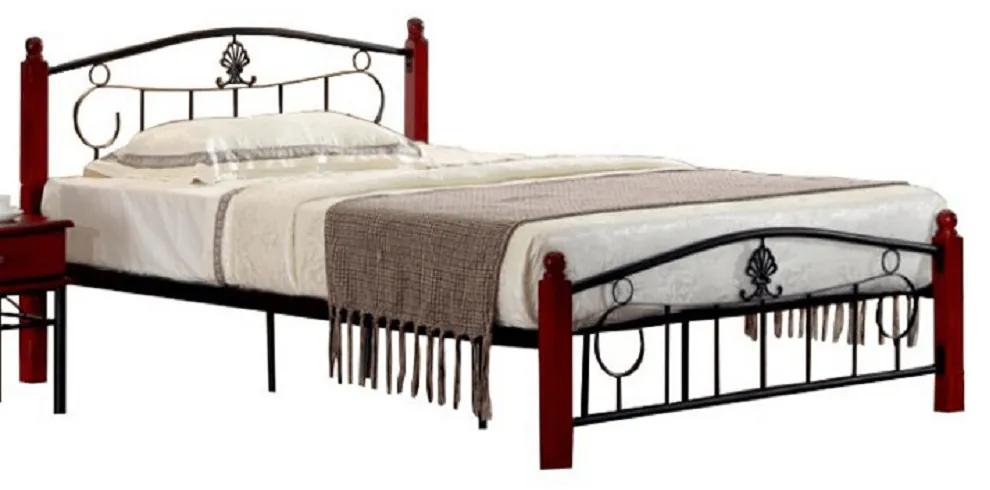 Kovová postel s roštem, 140x200, MAGENTA