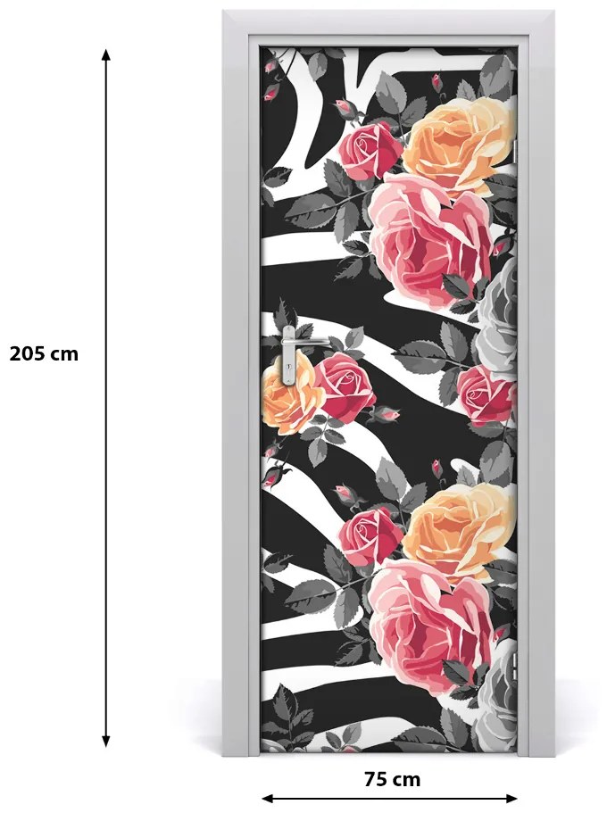 Samolepící fototapeta na dveře růže zebra 75x205 cm
