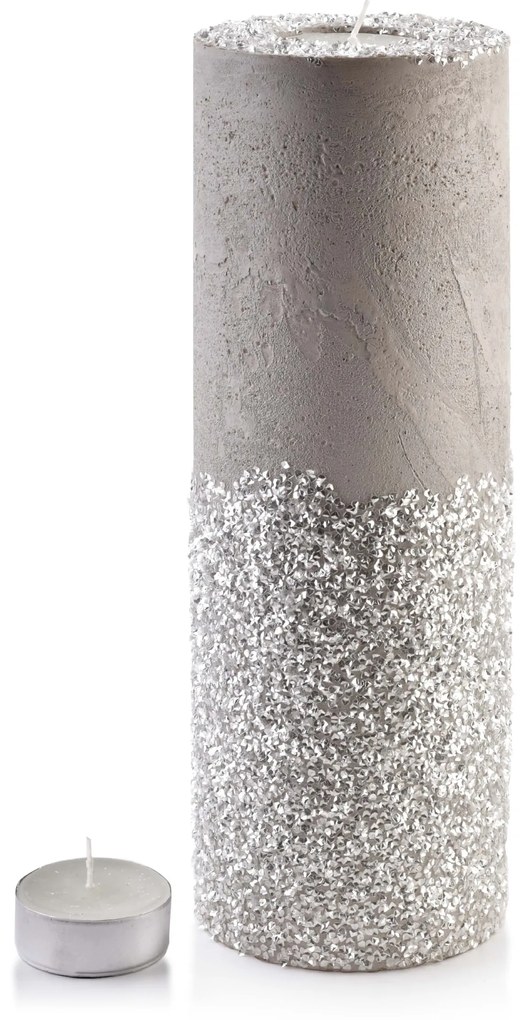 Velký moderní svícen Diament 36 cm béžový