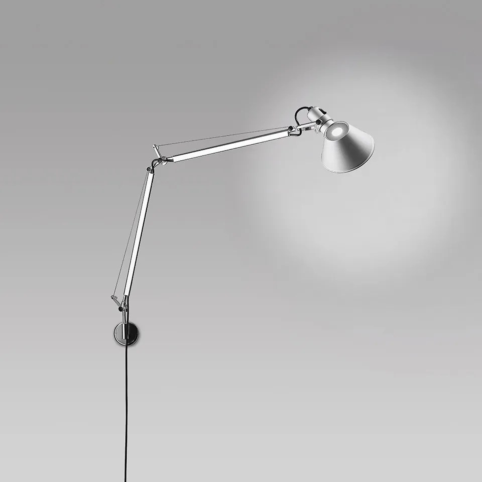 Artemide A001000 + A025150 Tolomeo Parete halo, designové nástěnné svítidlo s vypínačem, 1x77W E27, hliník, max. 131cm