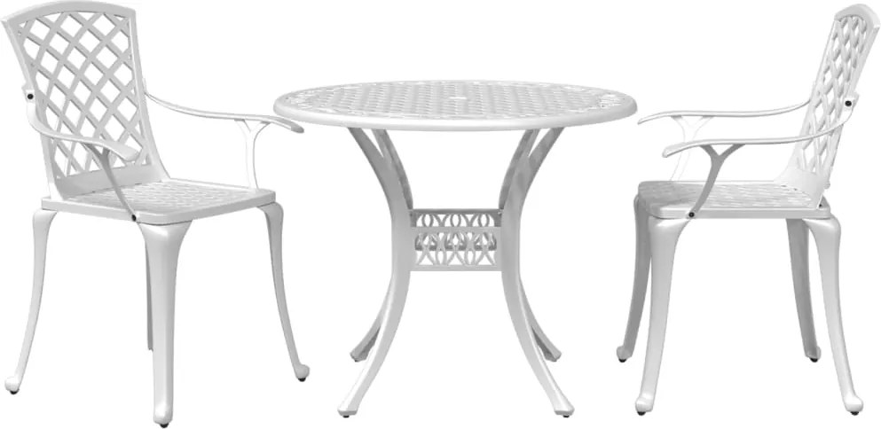 3dílný bistro set bílý litý hliník 3216332