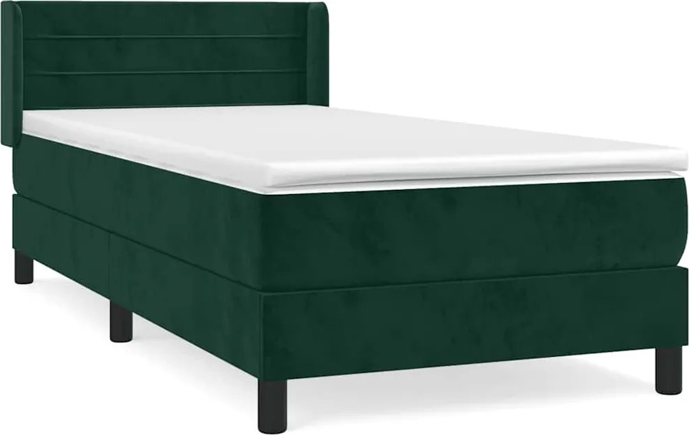 Box spring postel s matrací tmavě zelená 90x190 cm samet 3130994