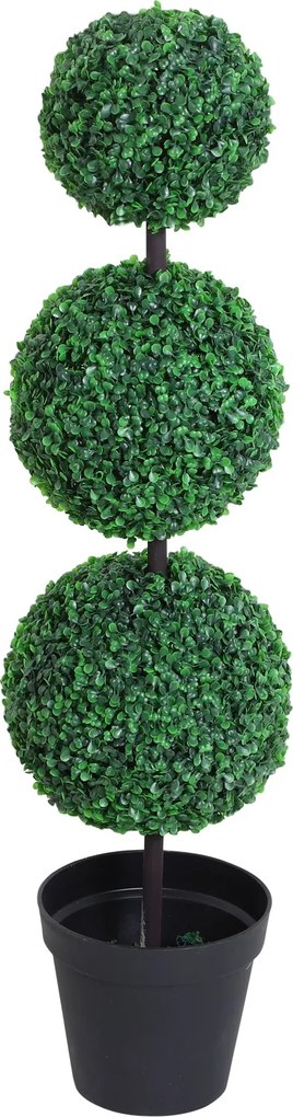 Outsunny Umělý buxus s 3 koulemi Ø 30 x 112H cm Zelený