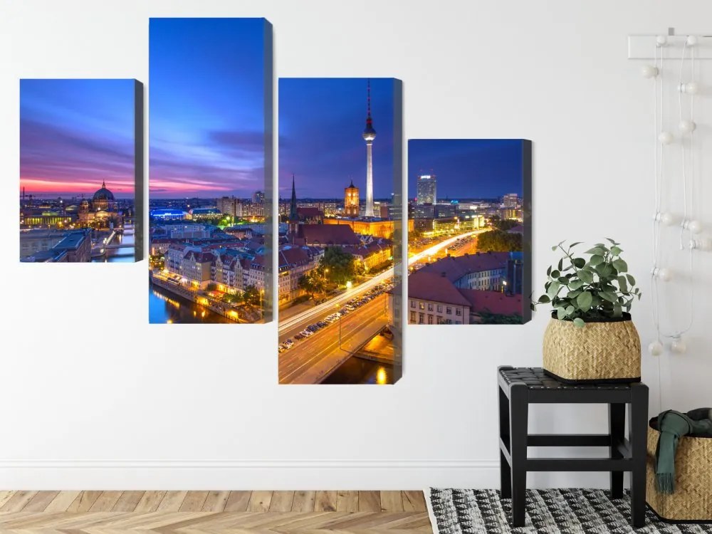 Vícedílný obraz Berlínské Panorama Při Západu Slunce Nedostatek Nedostatek Plátno Canvas 160x100