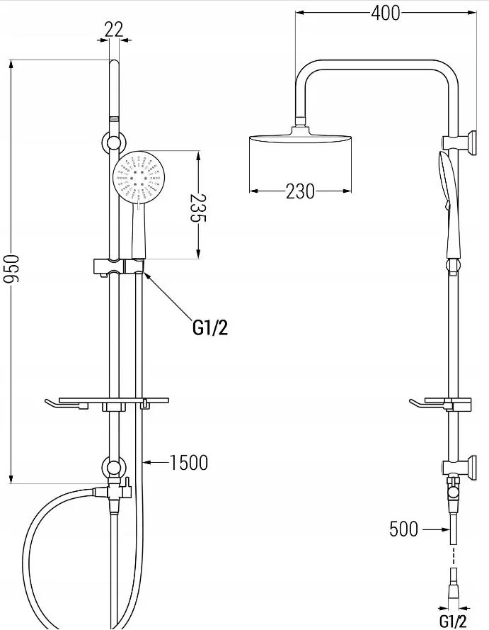 Mexen sprchový set T67 s horní hlavicí 23cm, černá, 798676793-70