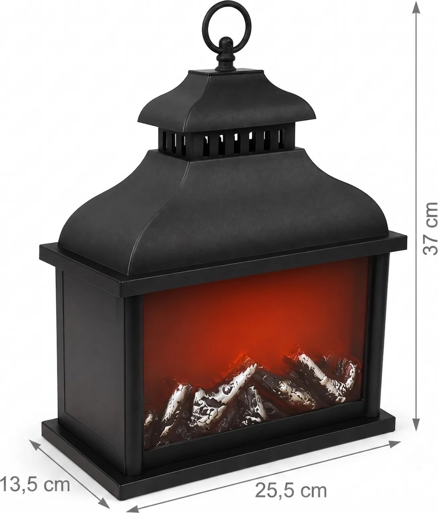 Lucerna s efektem krbu LED, 13,5 x 25,5 x 37 cm