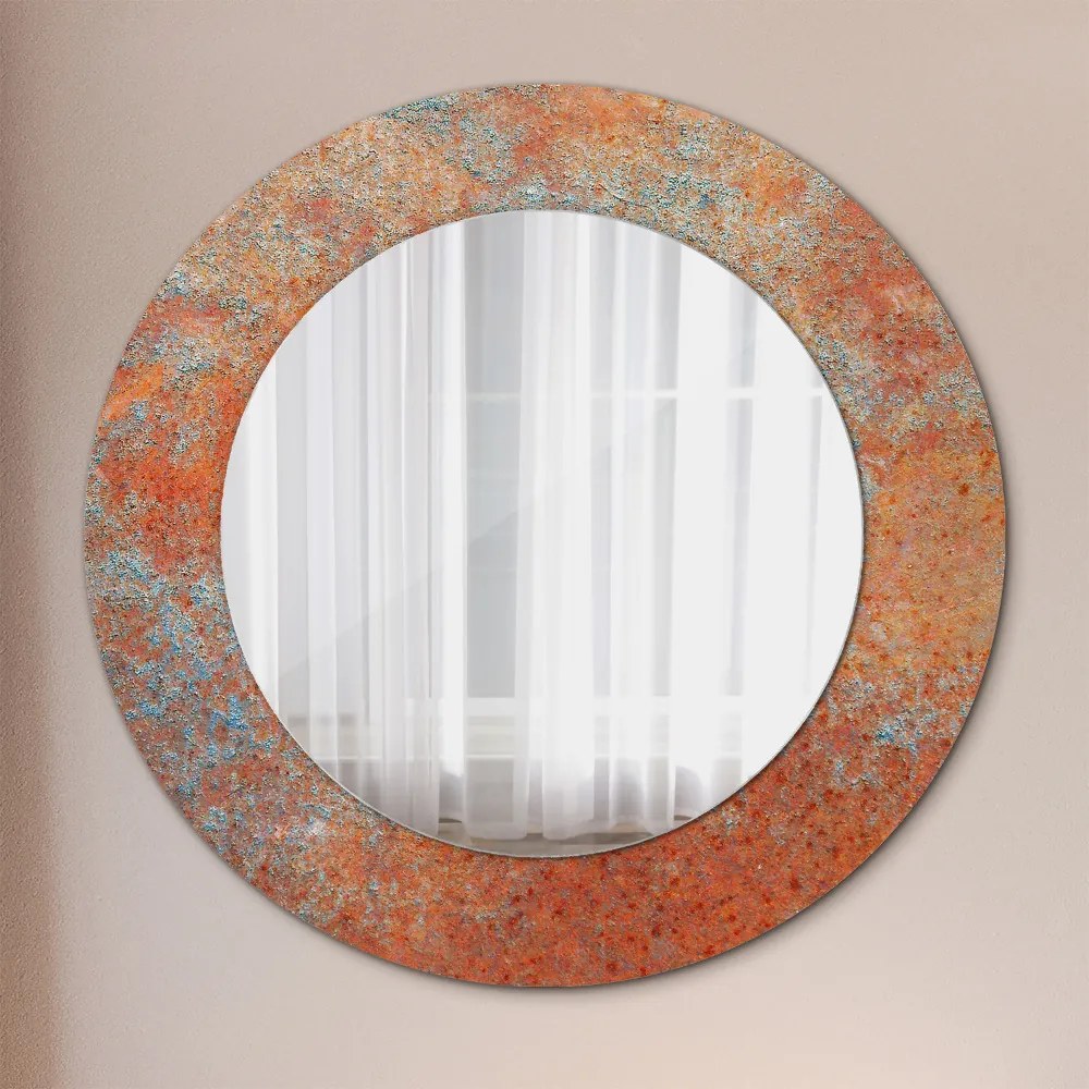 Kulaté dekorativní zrcadlo na zeď Rezavý kov fi 50 cm