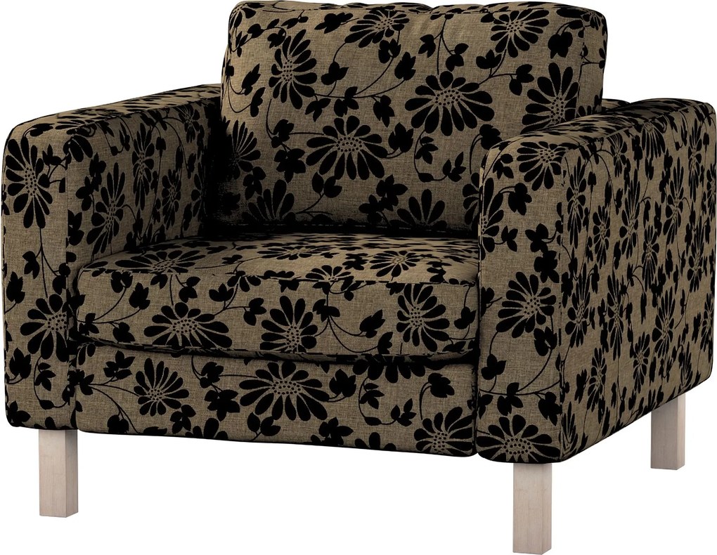 Potah na křeslo IKEA Karlstad, krátký barva béžová látka pletený vzor, vzorované