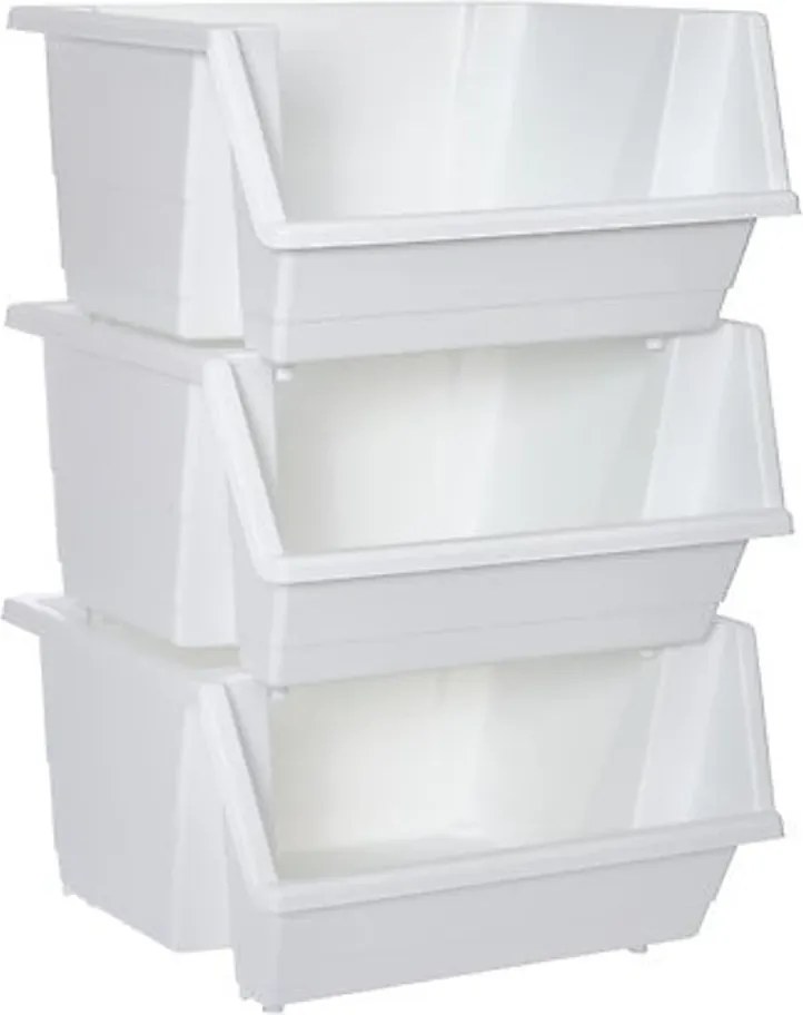 5Five® Sada 3 stohovatelných úložných boxů, STACKEO - bílá