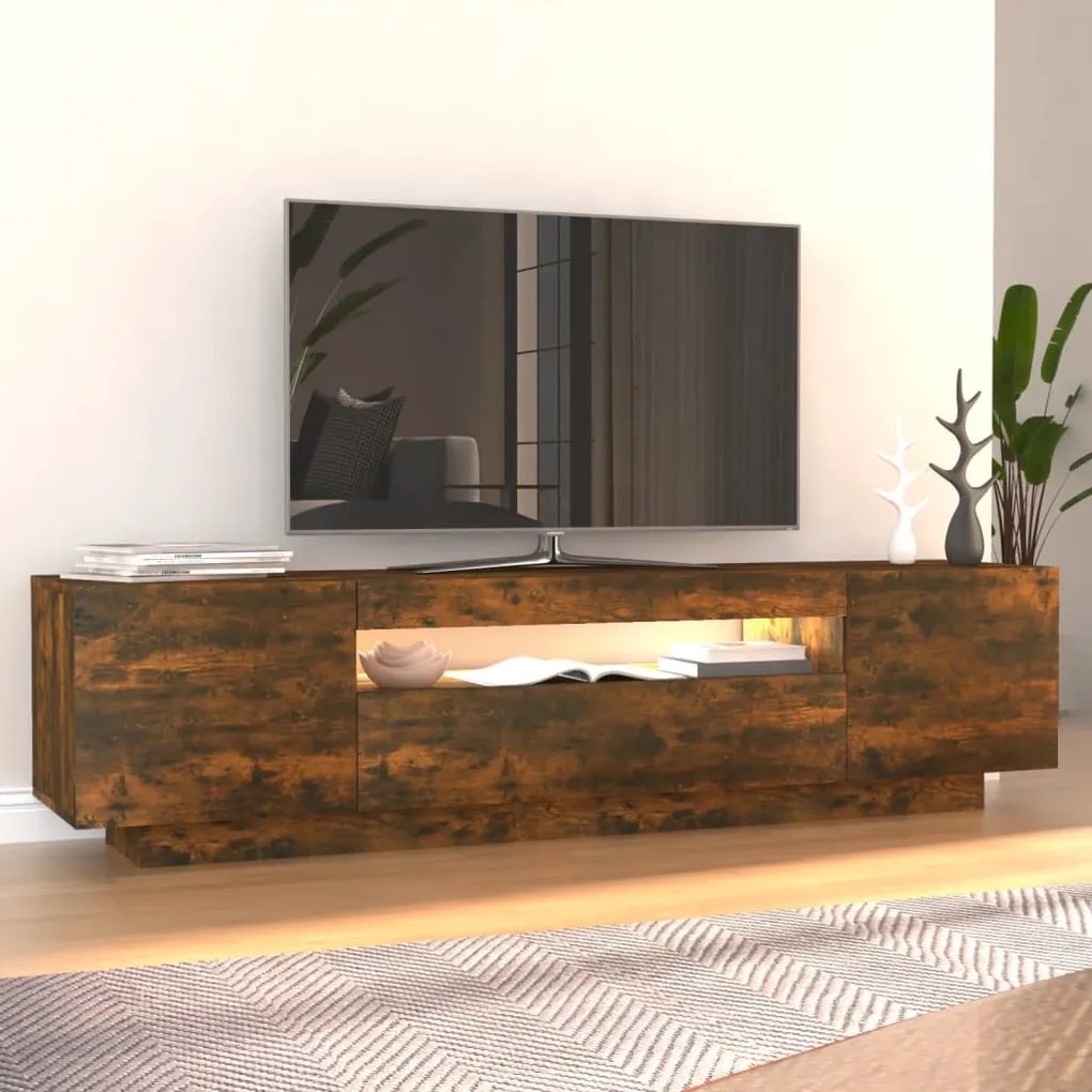 TV skříňka s LED osvětlením kouřový dub 160 x 35 x 40 cm - Default Title