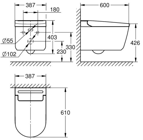 GROHE 36507SH0 - Sprchová toaleta SENSIA 600 × 387 × 403 mm keramika/bílá