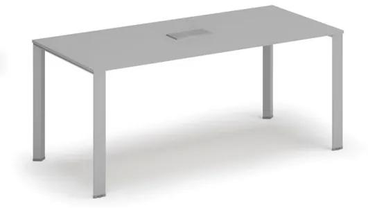 Stůl INFINITY 1800 x 900 x 750, šedá + stolní zásuvka TYP II, stříbrná