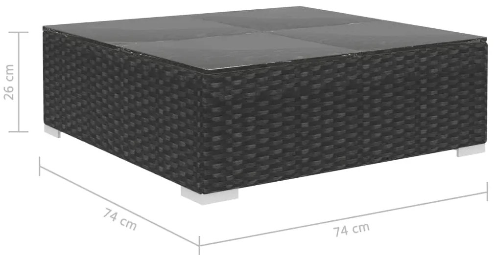 vidaXL Marketos 9dílná zahradní sedací souprava s poduškami polyratan černá