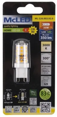 LED žárovka G9 McLED 3,5W (35W) teplá bílá (3000K) ML-326.003.92.0