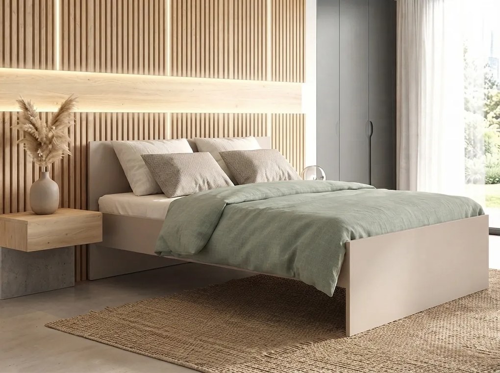 Postel ELISA 120 x 200 cm, kašmírově béžová Rošt: S laťkovým roštem, Matrace: Matrace Sommera 18 cm