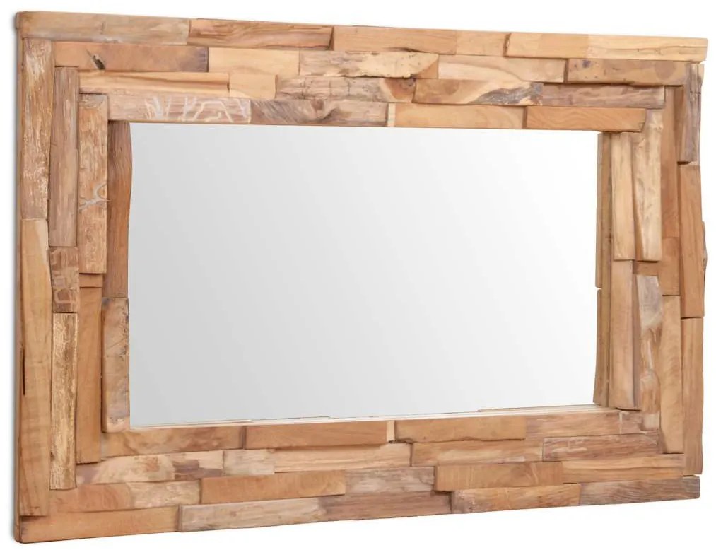Dekorativní zrcadlo teak 90 x 60 cm obdélníkové 244563