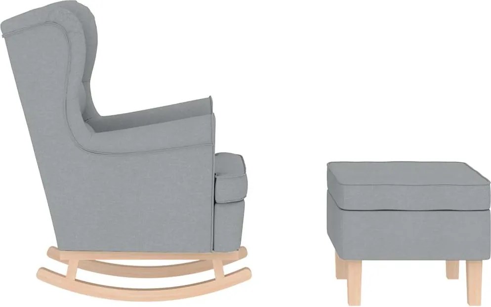 Houpací křeslo s podnožkou světle šedé textil 3307997