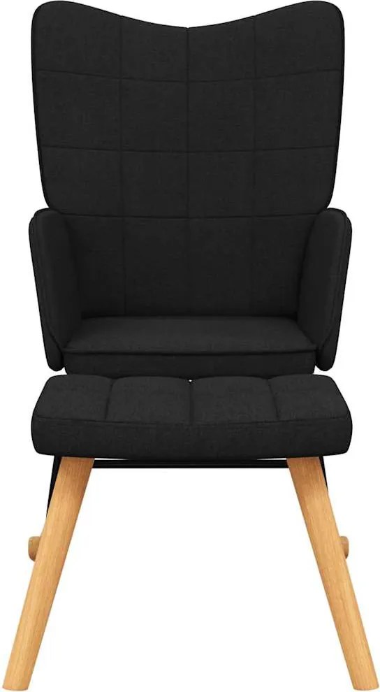 Houpací křeslo se stoličkou černé textil 328024