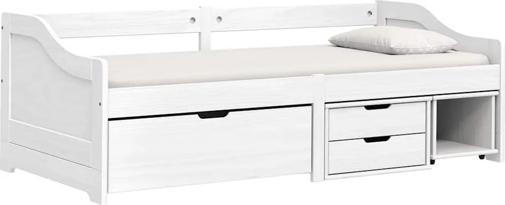 Válenda se 3 zásuvkami IRUN bílá 90x200 cm masivní borové dřevo 3185214