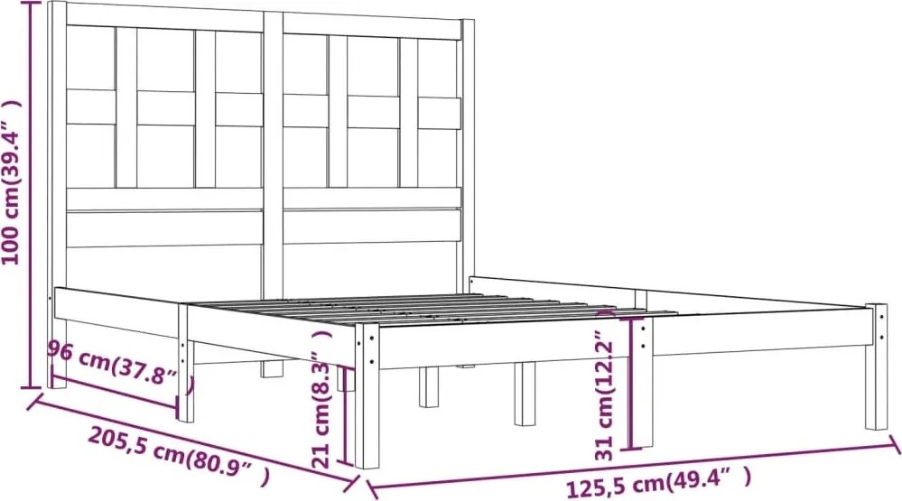 vidaXL Rám postele masivní borovice 120 x 200 cm [3104473] Barva: Přírodní