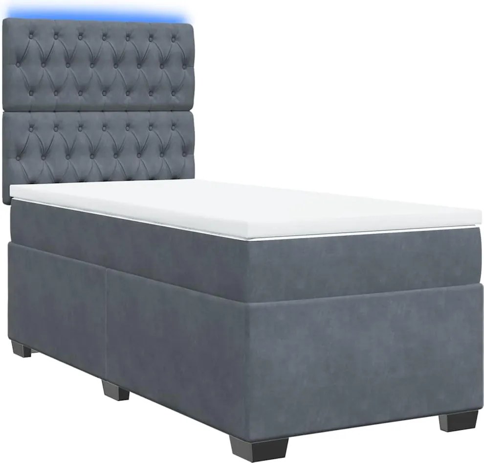 Box spring postel s matrací tmavě šedá 80 x 200 cm samet 3293069