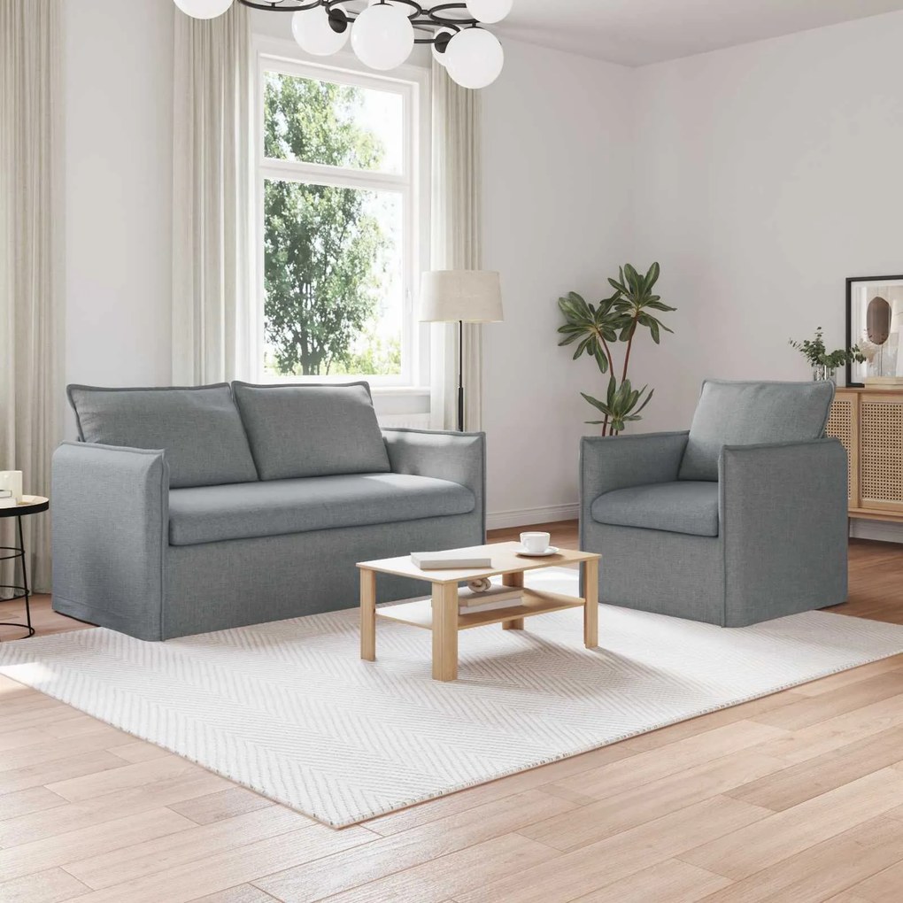 Set pohovek 2 ks Světle šedá Textil 3407567