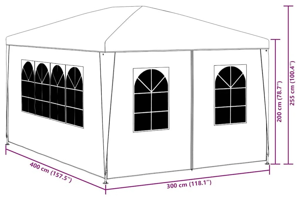 vidaXL Marketos Party stan 3 x 4 m zelený