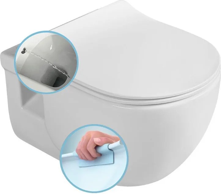 Sapho Sapho, BRILLA závěsná WC mísa s bidet. sprškou, Rimless, 36,5x53 cm, bílá, 100612