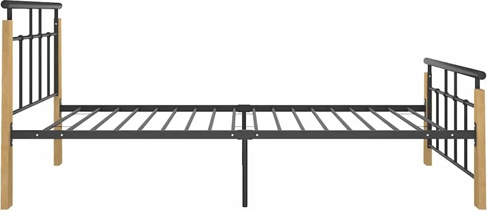 Rám postele kov a masivní dubové dřevo 90 x 200 cm 324897