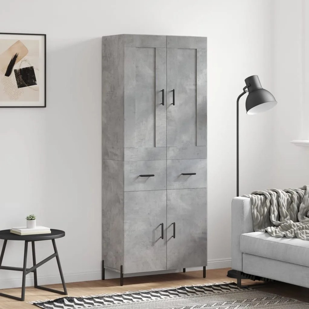 Skříň highboard betonově šedá 69,5x34x180 cm kompozitní dřevo 3199885