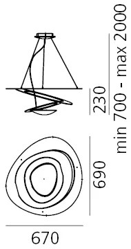 Artemide 1256110A Pirce mini sospensione LED, bílé designové závěsné svítidlo, 44W LED 3000K, 67x69cm