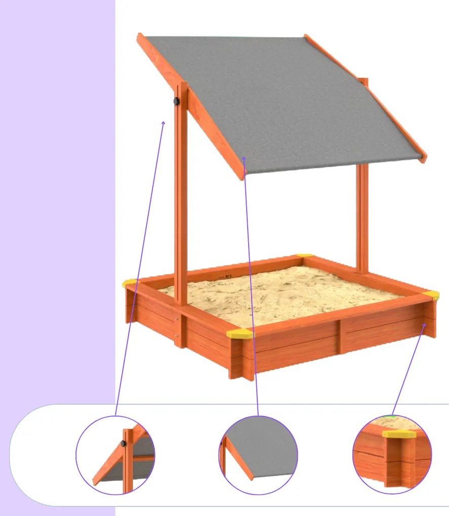 Pískoviště se stříškou Sami, smrkové dřevo, 120x120x120cm Spielwerk