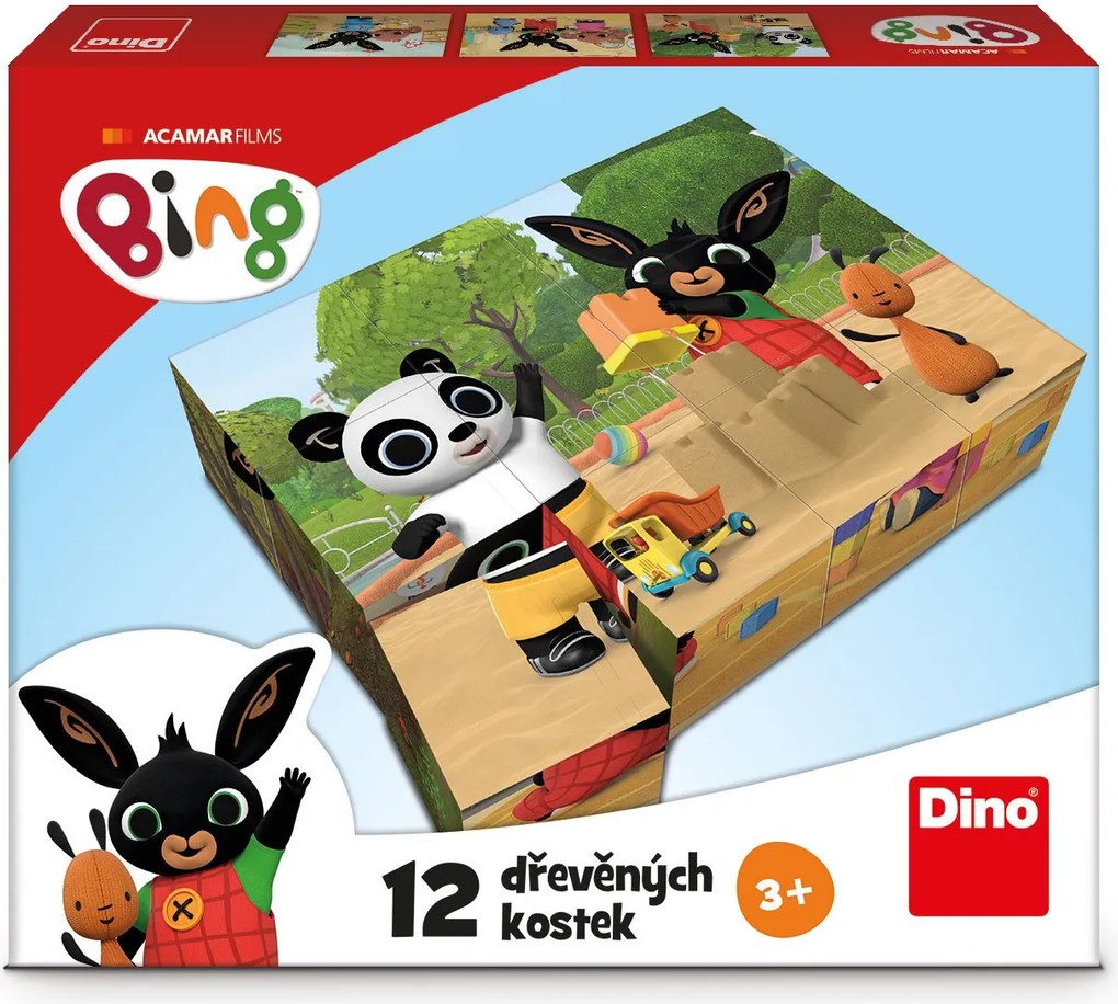 Dřevěné kostky dino bing